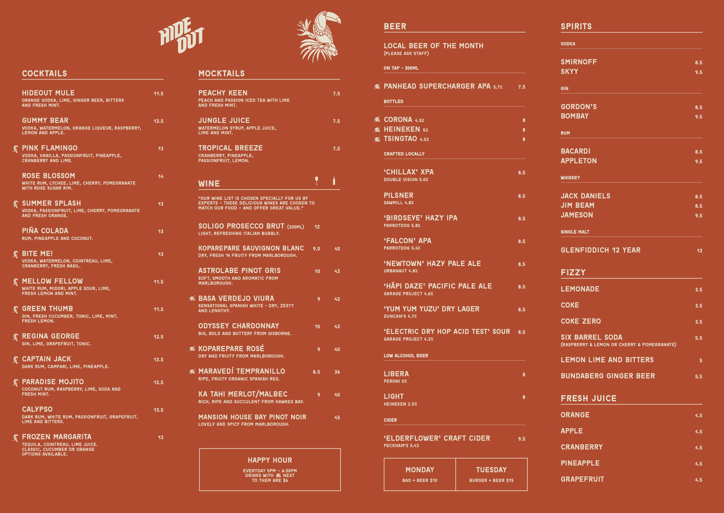 Online Drinks Menu | Hideout